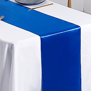 SiinvdaBZX 12 Pcs Royal Blue Satin Table Runner 12 x 108 inches Long, Bright Smooth Satin Wedding Table Runner Decorations for Birthday Parties, Buffet, Banquets, Graduations, Engagements
