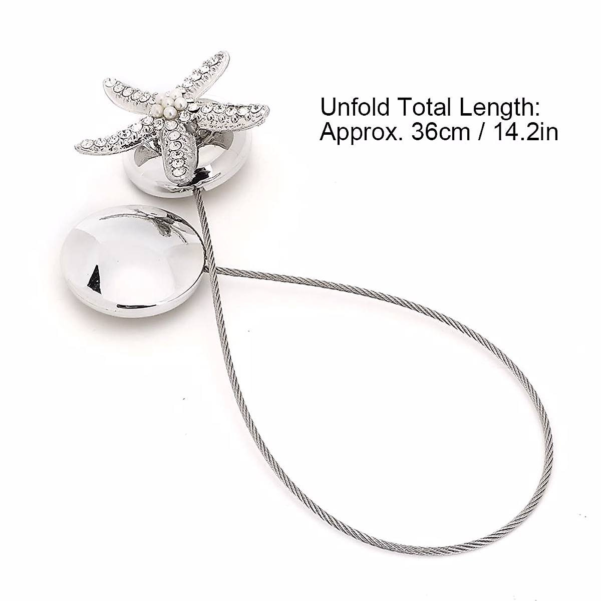 Natudeco Curtain Tiebacks, Rhinestone Curtain Buckle Magnetic Curtain Holdbacks Drape Tie Backs Alloy Curtain Holder Window Drapry Decor for Sheer and Blackout Curtain