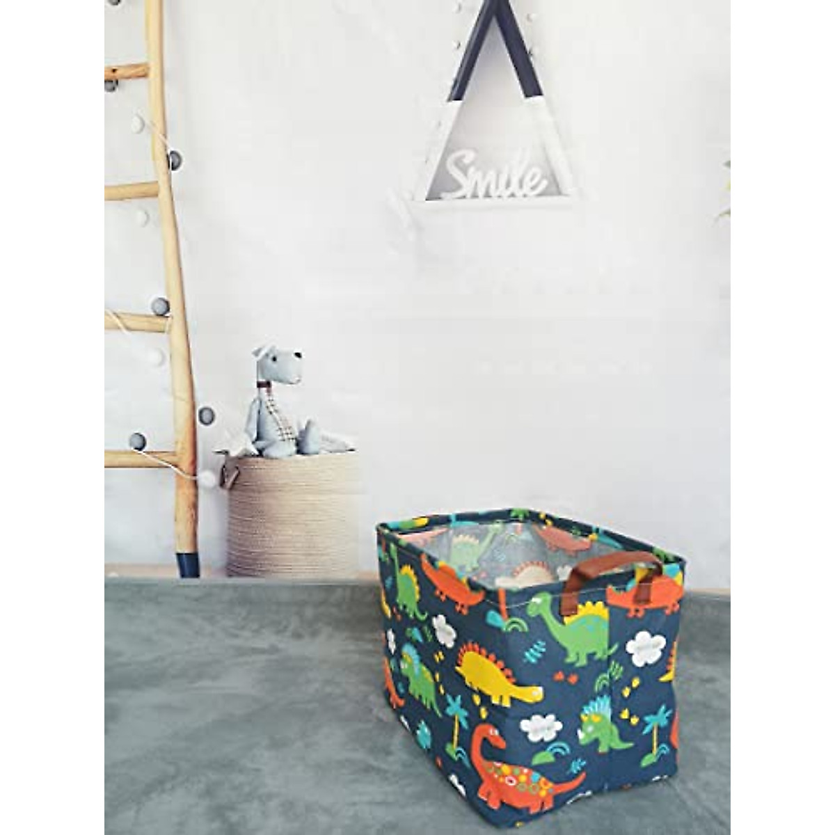 LEELI Laundry Hamper with Handles Collapsible Canvas Laundry Basket,Waterproof Storage Basket Home Organizer for Nursery,Clothes,Toys,Baby Hamper