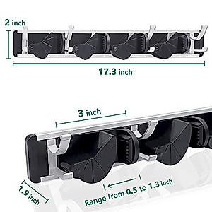 LOMEVE Mop And Broom Holder Wall Mount, Mop Holder, Garage Storage Garden Kitchen Tool Organizer Wall Hanger for Home Goods (4 Positions with 8 Hooks, Black)