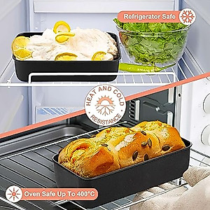 Herogo Non-Stick Loaf Pan Set of 4, Stainless Steel Rectangle Bread Loaf Pans for Baking Bread Meatloaf Brownie Lasagna, 9 x 5 Inch Black Meatloaf Baking Pan for Homemade Bread, Oven Safe