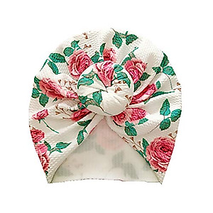 Asufegucd Baby Nylon Big Bow Turban Hats India Beanie Bohemia Donuts Cap Girls Headwear Bun Knot (Multicoloured ASFK8728)