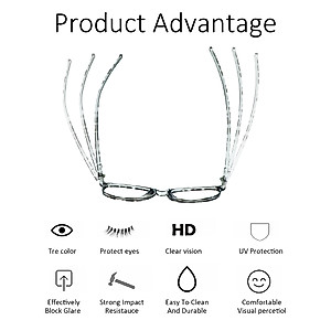 VisionGlobal Blue Light Blocking Glasses for Women/Men, Anti Eyestrain, Computer Reading, TV Glasses, Stylish Oval Frame, Anti Glare(Leopard,+2.00 Magnification)