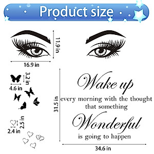 Quotes Wall Stickers Motivational Inspirational Wall Stickers Letter Wall Decals Vinyl Sayings Beauty Eye Wall Decor Positive Words for Women Girls Bedroom Living Room Hallways Home