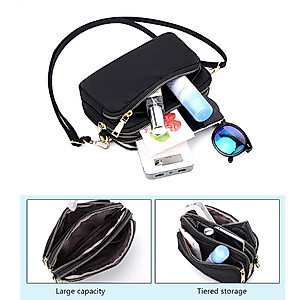 Women Crossbody Cell Phone Purse Shoulder Bag for iPhone 11 12 13 Pro Samsung Galaxy S21 S20 FE A72 A52 A32 A02 A12, Black