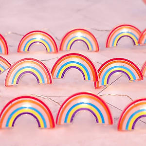 FLAVCHARM Rainbow Fairy Lights Decorating Battery Operated String Lights with Remote 10ft 30LED Summer Theme Fairy Lights USB Plug in String Lights Decorations for Bedroom Party Birthday Ornaments