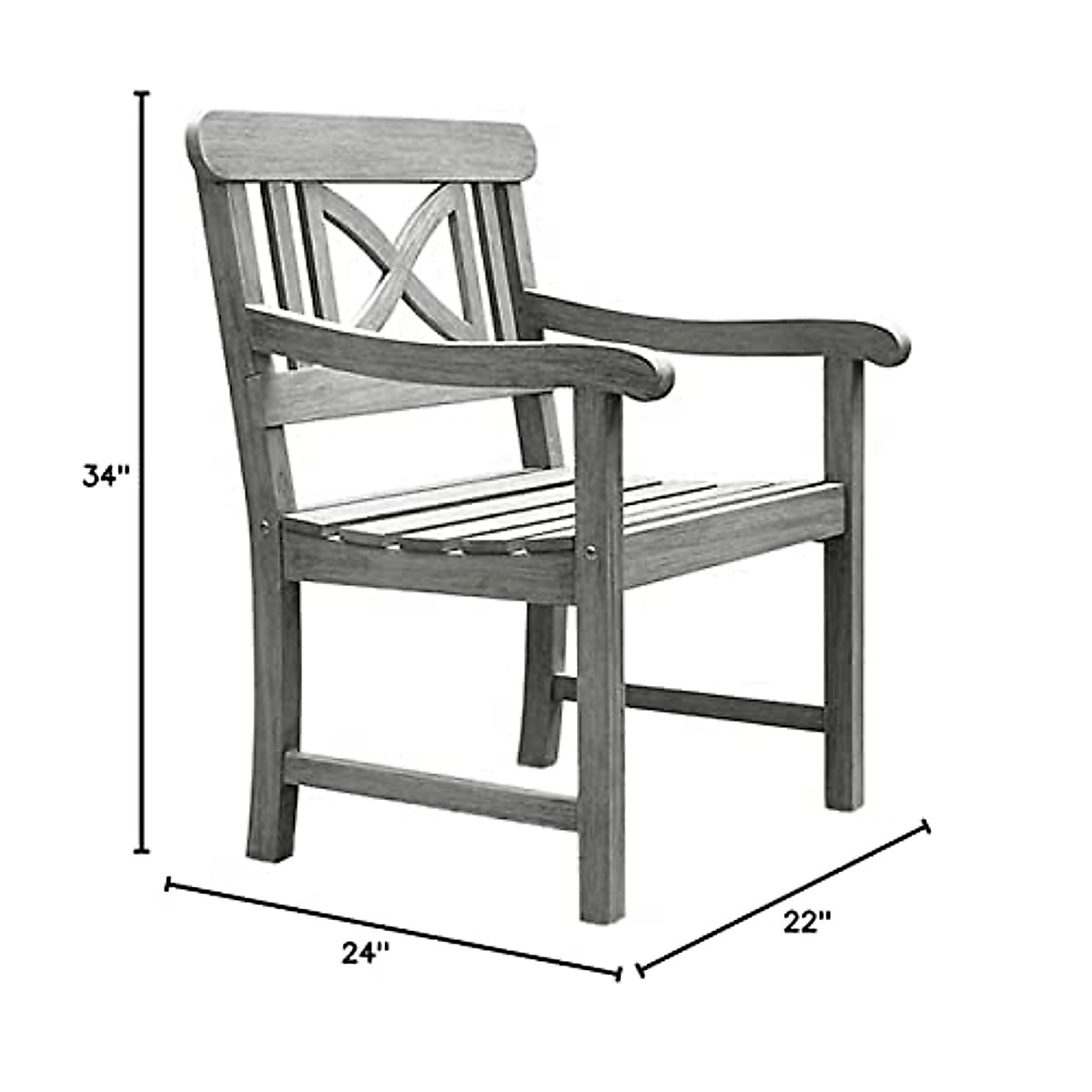 Vifah V1298 Renaissance Outdoor Hand-Scraped Hardwood Armchair
