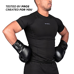 Sanabul Essential Gel Boxing Gloves for Men & Women, Kickboxing MMA, Muay Thai Gloves and Heavy Bag Training Punching & Sparring, AllBlack 10 oz