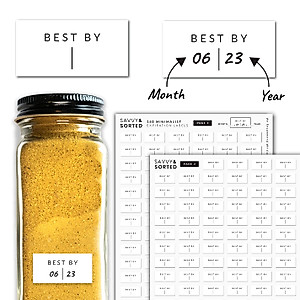 Expiration Date Food Labels - 160 Waterproof Food Date Labels for Containers - Freezer Labels for Food - Use by Pantry Labels for Jars - Best by Write On Labels - Pantry Organization