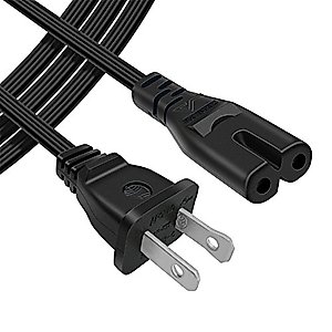 [UL Listed] Powseed 6Ft 2-Prong Power Cord 2 Slot AC Adapter Cord for HP Dell Samsung Sony Asus Acer Toshiba Laptop Charger LED LCD Monitor TV Epson Lexmark Printer Ps2 Ps3 Slim Ps4 Xbox