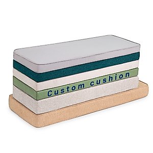 sutailocus Bench Cushion Double Piping Indoor/Outdoor Bench Cushion Bench Cushions for Indoor Furniture, Indoor Window/Piano/Porch Swing Cushion with Adjustable Ties (Custom Size, Custom Color)