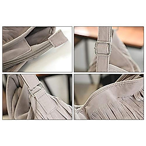 RARITYUS Women Fringe Tassel Shoulder Bag Large Leather Tote Handbag Hobo Crossbody Bag