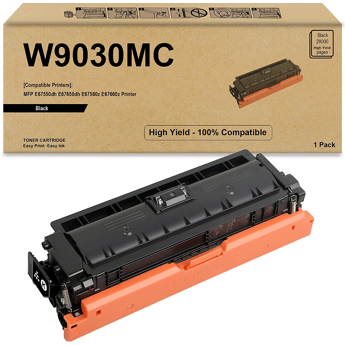 SPLENDIDCOLOR W9030MC Black Toner Cartridge Replacement for MFP E67550dh E67650dh E67560z E67660z Printer.1Pack