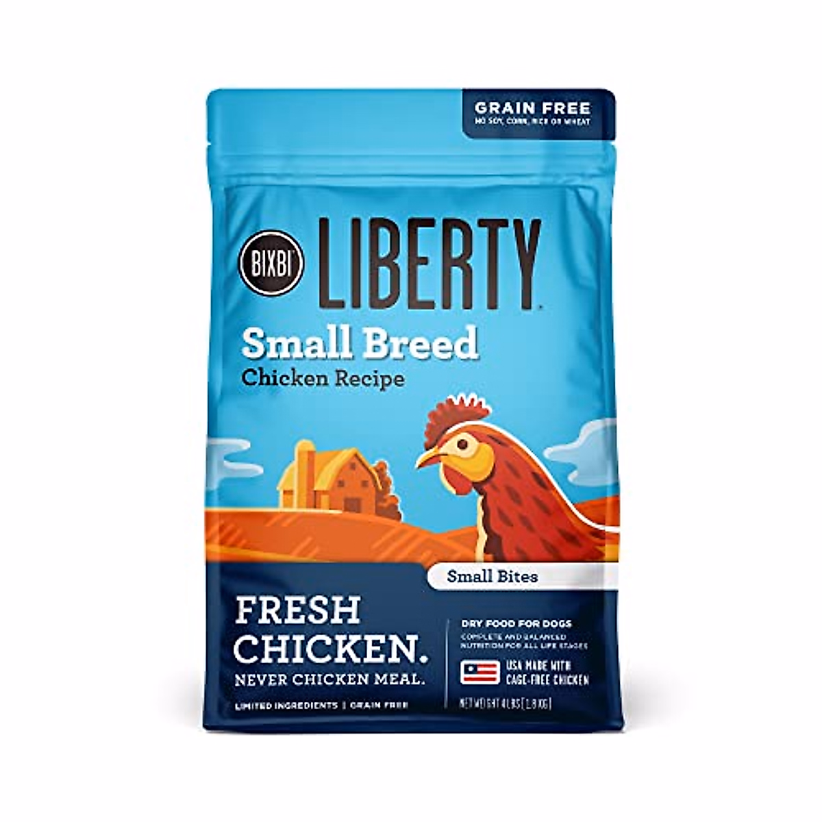 BIXBI Liberty Small Breed Grain Free Dry Dog Food, Chicken, 4 lbs - Fresh Meat, No Meat Meal, No Fillers for Easy Digestion - USA Made