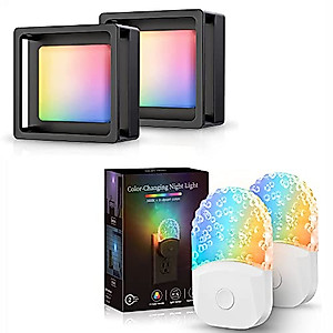 DORESshop Color-Changing LED Night Light, Plug-in, Dusk-to-Dawn Sensor, Decorative Nightlight, Night Lights for Nursery Bedroom Hallway Kitchen, 2 Pack