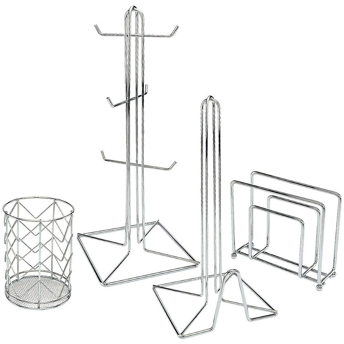 Southern Homewares SH-10297 Full Kitchen Accessory Set, Chrome Paper Towel & Utensil Holder, Napkin Container, Hangers, One Size