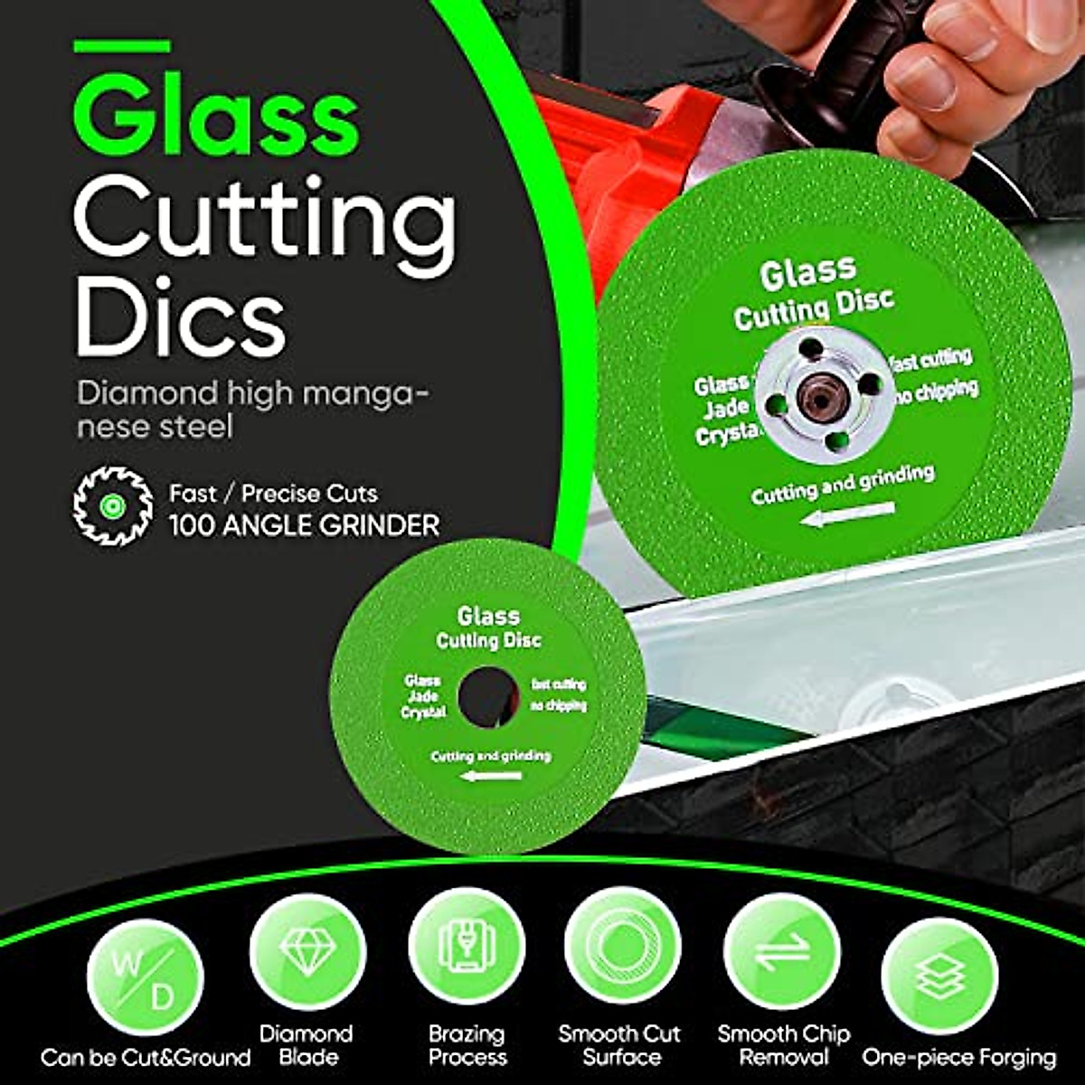 Glass Cutting Disc for Angle Grinder, 1mm Diamond Saw Blade Porcelain Saw Wheel for Smooth Cutting and Grinding of Jade, Crystal, Bottles, Ceramic, Tile (5PCS)