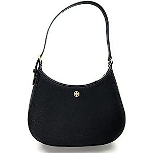 Tory Burch Women’s Emerson Zip Shoulder Bag (Black) With Gold Tone Hardware