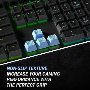 HK Gaming Rubber Keycaps Set | Anti-Slip Texture | Doubleshot Backlit Keycap Set | 23 Keys OEM Profile Key Set | for Mechanical Keyboard | Compatible with Cherry MX, Gateron, Kailh | Blue Malibu
