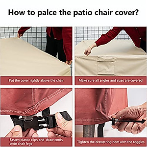 【Upgraded】 Heavy Duty Patio Chair Covers, Lounge Deep Seat Cover, U-COMSO Waterproof Lawn Patio Outdoor Furniture Covers (37" W×40" D×30" H - 2 Pack)