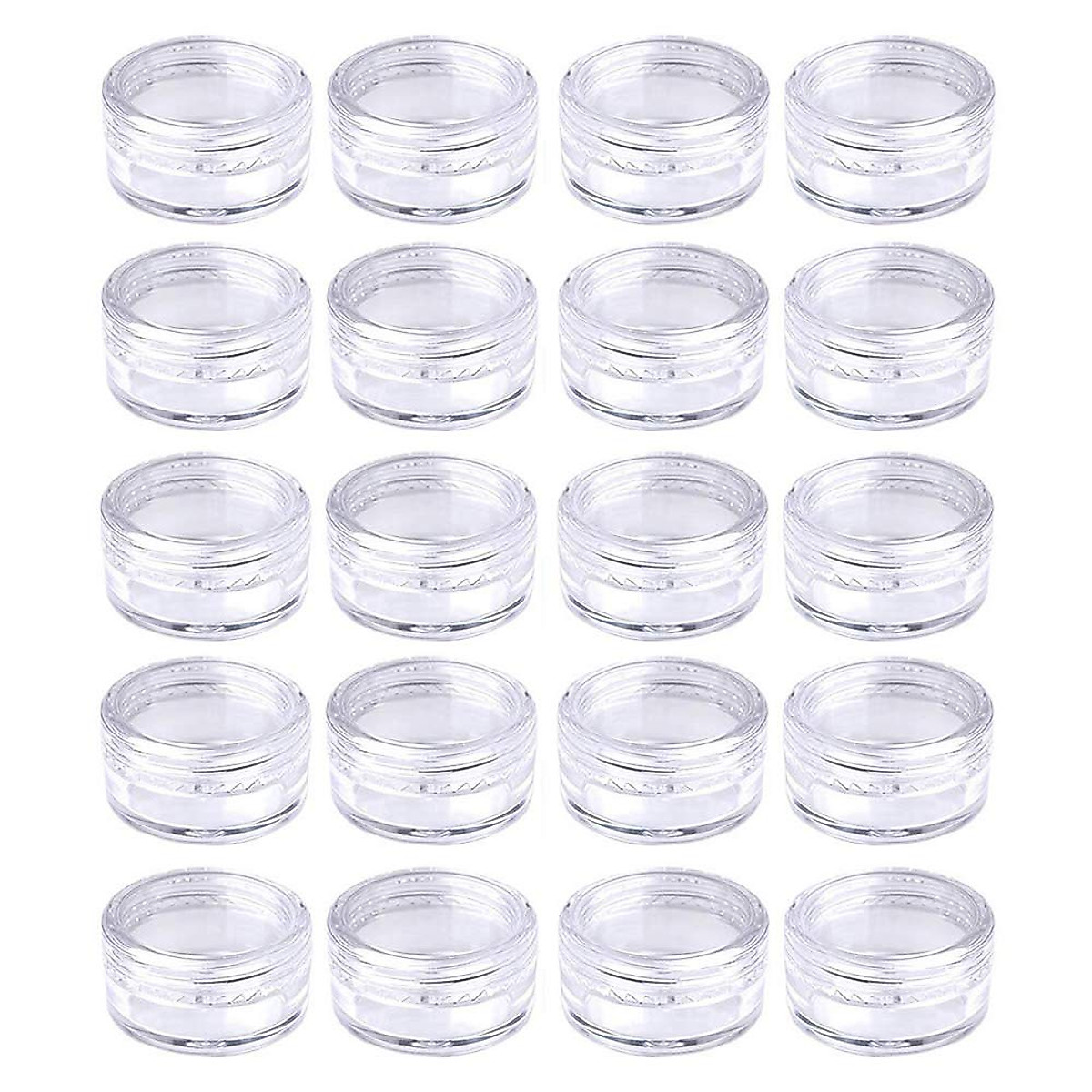 Medsuo 20PCS 5ml Clear Sample Pots Empty Small Travel Containers Leak Proof Refillable Cosmetic Jars Makeup Sample Containers with Lid, Storage Pot for Lip Balm Scrub DIY Cosmetic