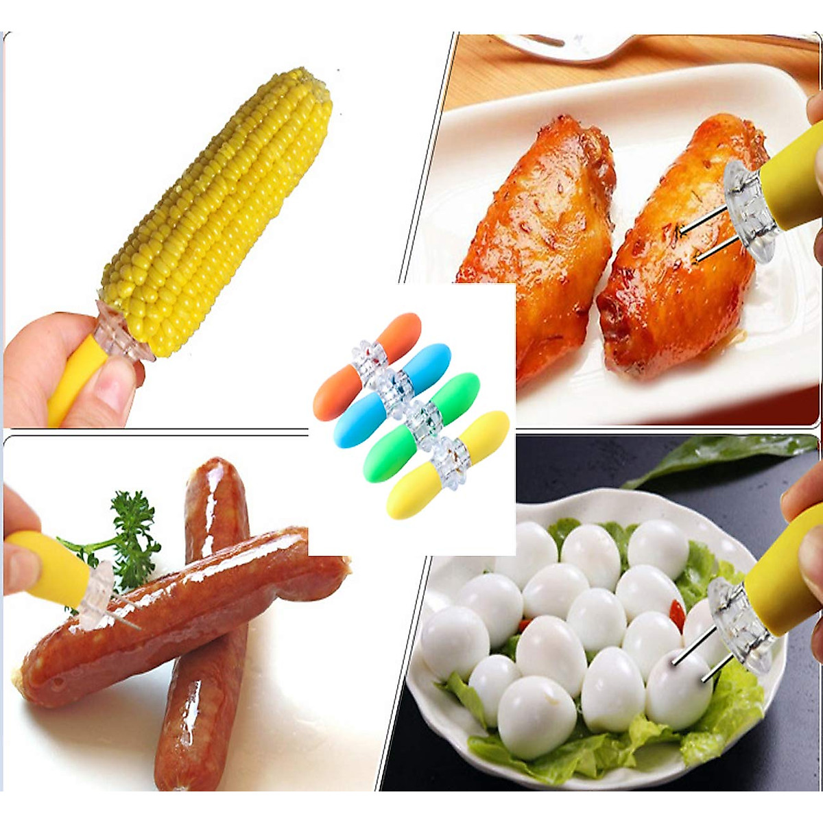 Gircss Stainless Steel Corn Holders - Corn on The Cob Skewers for BBQ Twin Prong Sweetcorn Holders Home Cooking Fork,Corn Cob Holders 8 Pack