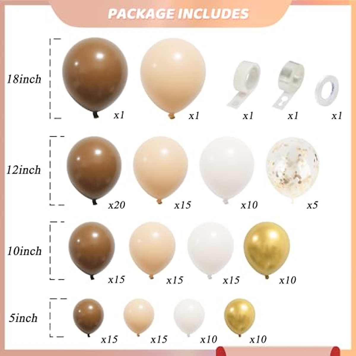 RUBFAC Brown Balloons Garland Arch Kit Teddy Bear Baby Shower Decorations Nude Balloons Tan Coffee Brown Neutral Balloons Jungle Theme Woodland Birthday Party