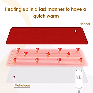 Electric Blanket Heated Throw Flannel & Velveteen, Fast Heating Blanket 50" x 60", ETL Certification with 6 Heating Levels & 5 Hours Auto Off, Home Office Use, Machine Washable