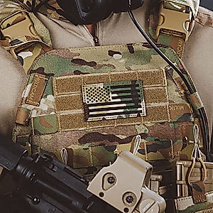 EXCELLENT ELITE SPANKER 2 Pcs American Flag Patch Reflective USA Flags Patches PVC Tactical Patch for Backpack Vest Clothes Hat Patch Military Team Patch(Multicam)