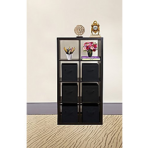 (6-Pack, Black) Durable Cloth Storage Cubes with two Handles, for Shelves Baskets Bins Containers Home Decorative Closet Organizer Household Fabric Cloth Collapsible Box Toys Storages