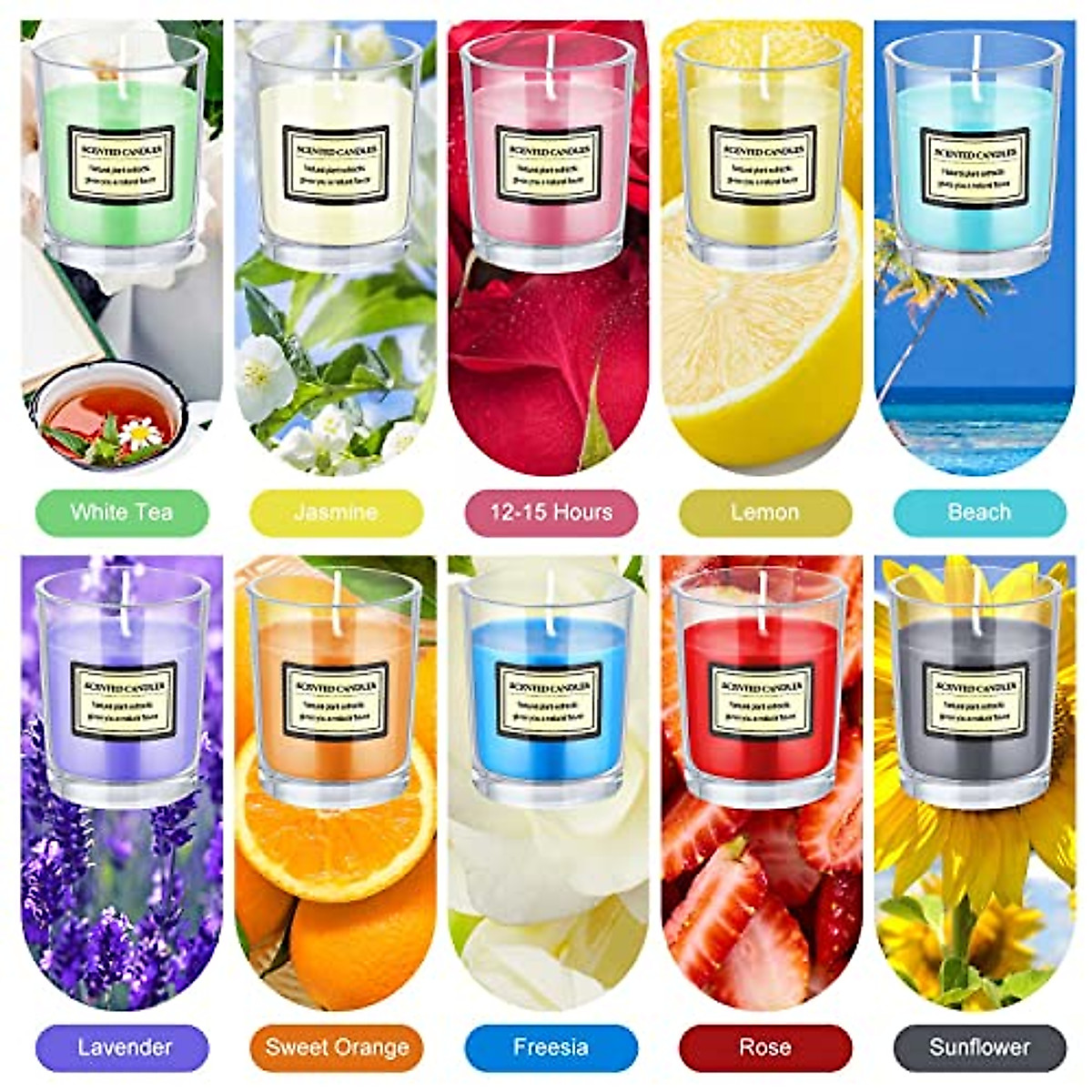 30 Pieces Scented Candles Gift Set with 10 Fragrances Aromatherapy Soy Wax Glass Jar Candle 1.8 oz Votive Candles for Home Wedding Holiday Anniversary Decoration