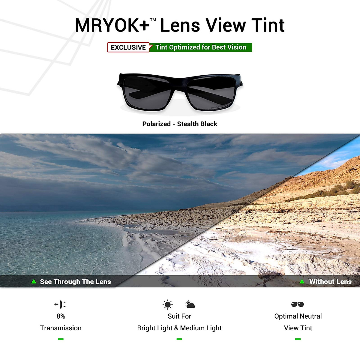Mryok+ Polarized Replacement Lenses for Oakley Gascan OO9014 - Stealth Black