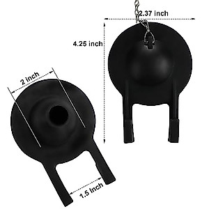 Toilet Flapper Replacement Kit High Performance Universal Toilet Tank Flapper with Stainless Chain & Hook, Long Lasting Rubber, Easy to Install Black 2inch 2pc