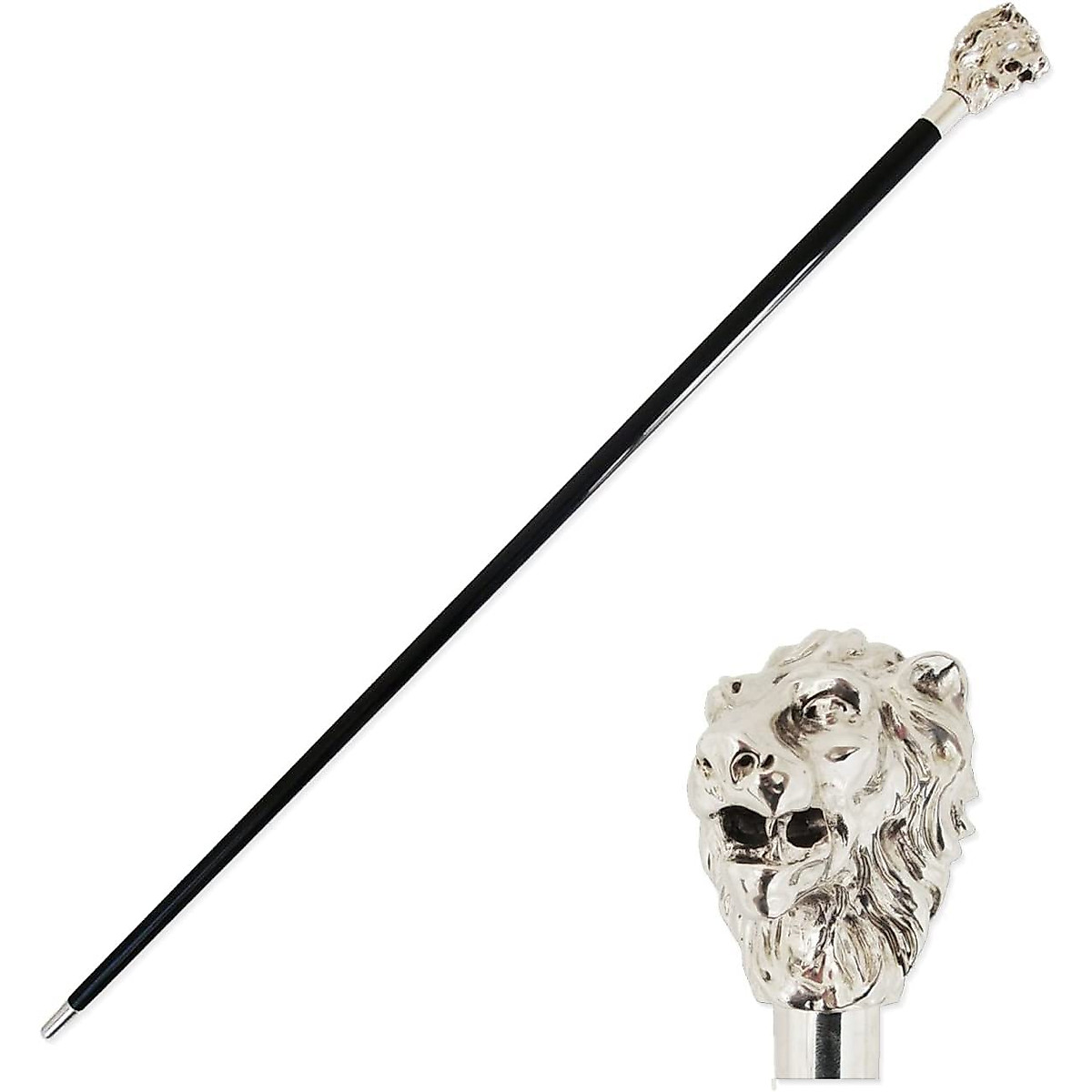 Pasotti Ombrelli Silver Lion Walking Stick Cane