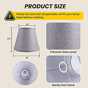 Lamp Shades Set of 2 Lampshades for Table Lamp Floor Lamps, 10x8.5x6.5" Gray Linen Lamp Shade Replacement Medium Fabric Lampshade Easy Assembly Lamps Shades