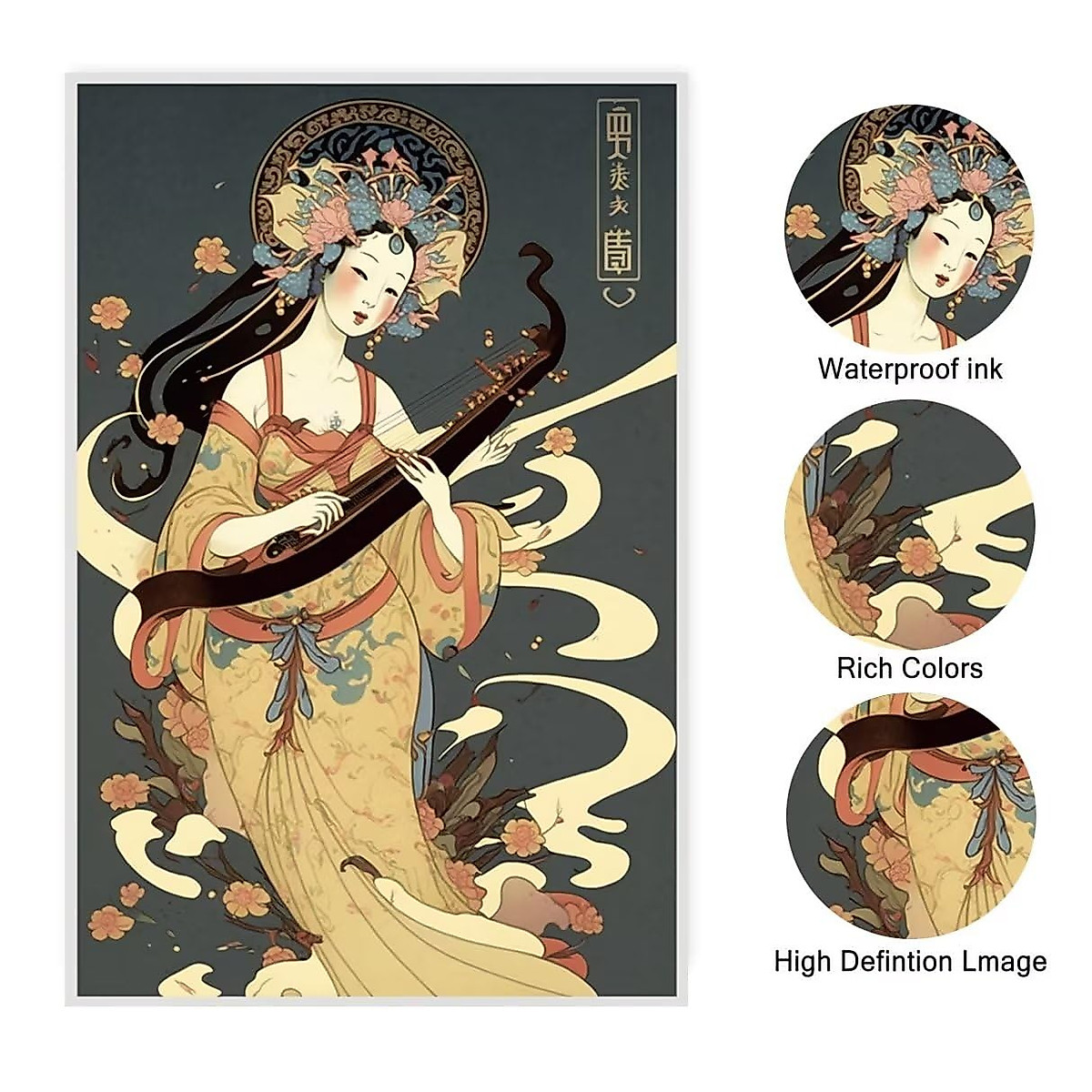 Home Decor Garden Decor Oil Paint Printing - The Moon Mermaid, Watercolour Modern Pictures Fashion Craft Birthdays Gifts for Friends 12X16in Unframed