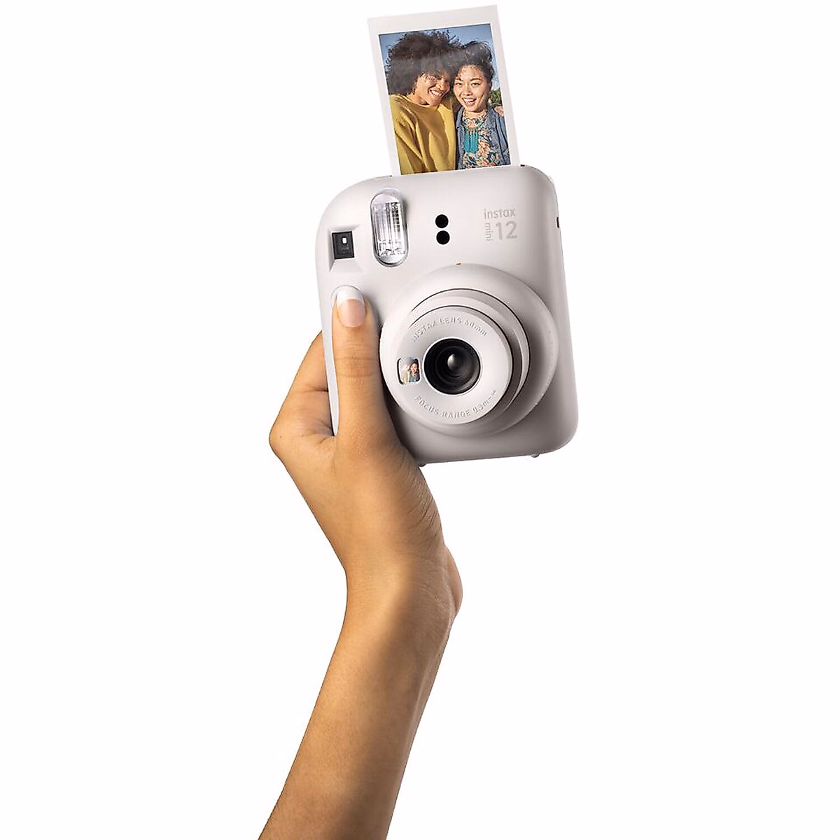 Fujifilm Instax Mini 12 Instant Camera Clay White + Minimate Custom Case + Fuji Instax Film 20 Sheets Twin Pack