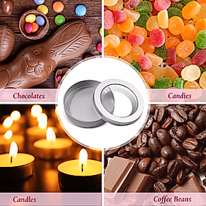 TecUnite 4 oz Metal Tin Cans Round Tin Containers Empty Cans with Clear Top Lid Spice for Kitchen Office Candles Candies and Gifts Holding(48 Pieces)