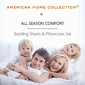 American Home Collection King Sheet Sets - Ultra-Soft Microfiber Bed Sheets - Wrinkle - Resistant, Breathable, Deep Pockets - Dark Gray