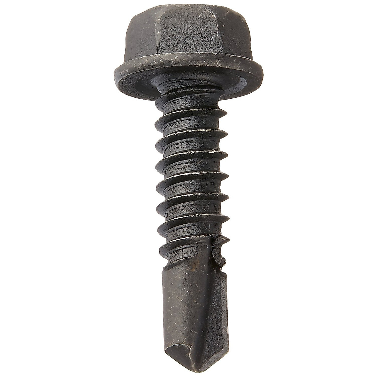 Small Parts 1416KWB Steel Self-Drilling Screw, Black Oxide Finish, Hex Washer Head, Hex Drive, #3 Drill Point, 1/4"-14 Thread Size, 1" Length (Pack of 50)