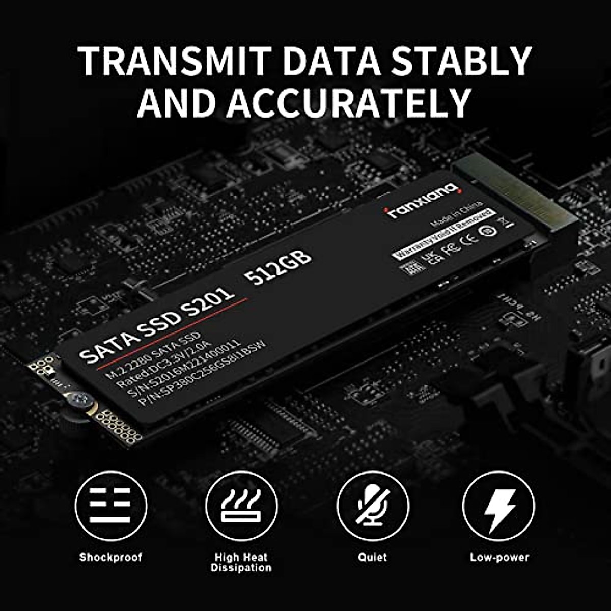 fanxiang S201 512GB M.2 SSD 2280 SATA III 6Gb/s Internal Solid State Drive, SLC Cache for Speed Boost, Read Speed up to 550MB/sec, Compatible with Laptop and PC Desktops(Black)