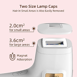 IPL Permanent Laser Hair Removal Device, S.V.G.E.V Painless Epilation for Women & Men, Home Use Hair Remover for Facial Whole Body - 500,000 Flashes, ICE Cooling System, 2 Size Lamp Caps (Pearl White)