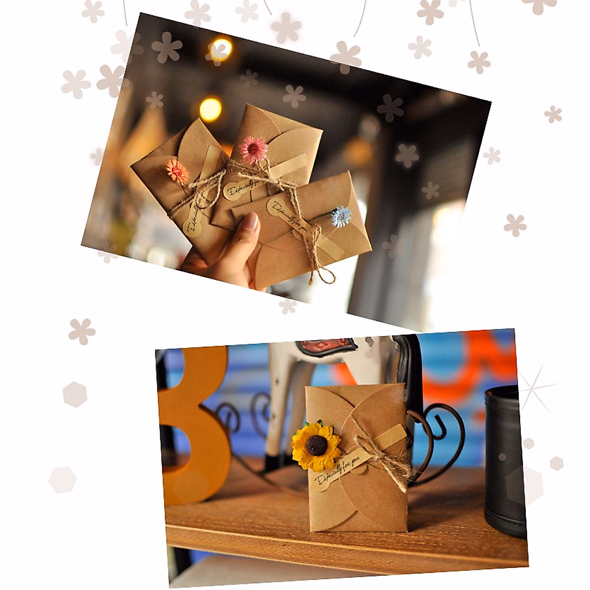 HANSGO Thank you Envelopes, 100PCS 4 x 2.8 inch Mother's Day Cards Greeting Cards Small Gift Card Holders with Heart Shaped Clasp，Mini Envelopes for Note Cards, Business Card, Wedding，Graduation