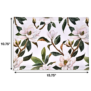 Gift Boutique 10 Disposable White Floral Serving Trays Large 10.75" X 15.75" Heavy Duty Rectangle Paper Cardboard Magnolia Tray for Dessert Platter Cupcake Display Birthday Party Tableware Supplies