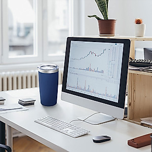 Futtumy 6 Pack Stainless Steel Travel Tumblers, 20 Oz Tumbler with 12 Lids, Insulated Coffee Tumblers, Double Wall Travel Tumblers, Thermal Cup, Powder Coated Coffee Cup for Hot Cold Drinks(Navy Blue)