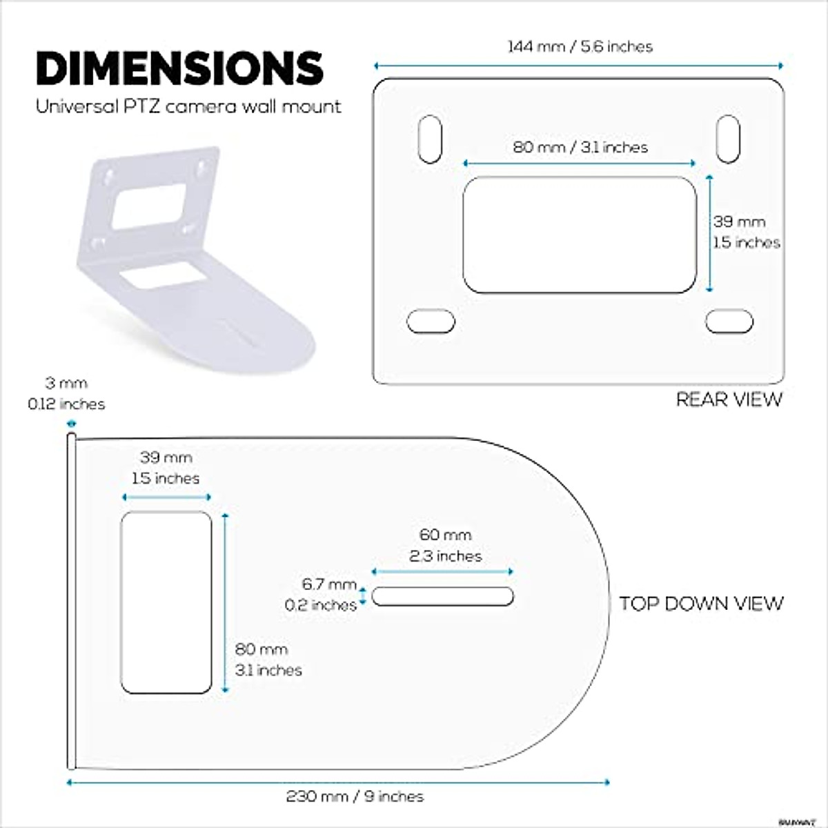 PTZ Camera Wall Mount Bracket Compatible with HuddleCam, PTZOptics, Sony, AVIPAS, AVKANS, SMTAV, FOMAKO, PRISUAL & More, Universal Holder Shelf, by Brainwavz (White)