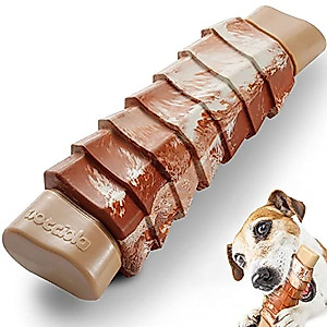 Nocciola Dog Chew Toy for Aggressive Chewers, Real Beef Flavor, Durable Nylon & Rubber Toy for More Than 30 Pounds Medium & Large Breed, Tough Toys for Training and Cleaning Teeth