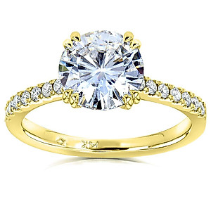 Kobelli Forever One Moissanite and Lab Grown Diamond Engagement Ring 2 1/10 CTW 14k Yellow Gold (DEF/VS), 10