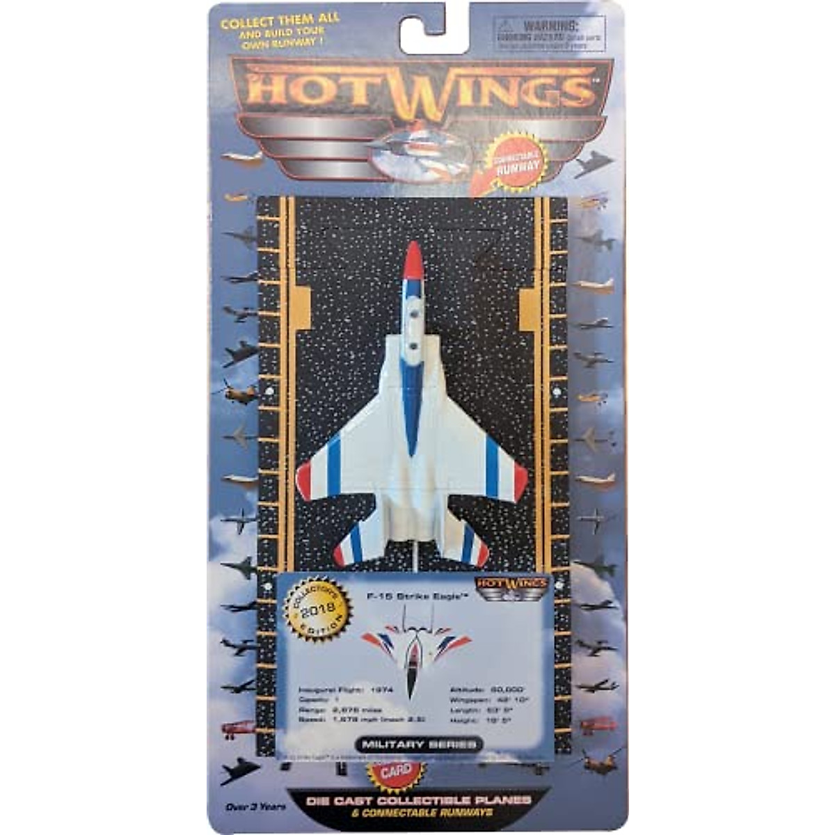Hot Wings F-15 Eagle (Red, White Blue) with Connectible Runway Die Cast Plane