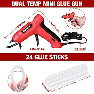 Arrow Mini Hot Glue Gun, Dual Temp Glue Gun Kit with 24Pcs Mini Glue Gun Sticks, High/Low Temp Fast Heating Glue Gun with Stand for DIY, Decoration, Crafts, Quick Repairs